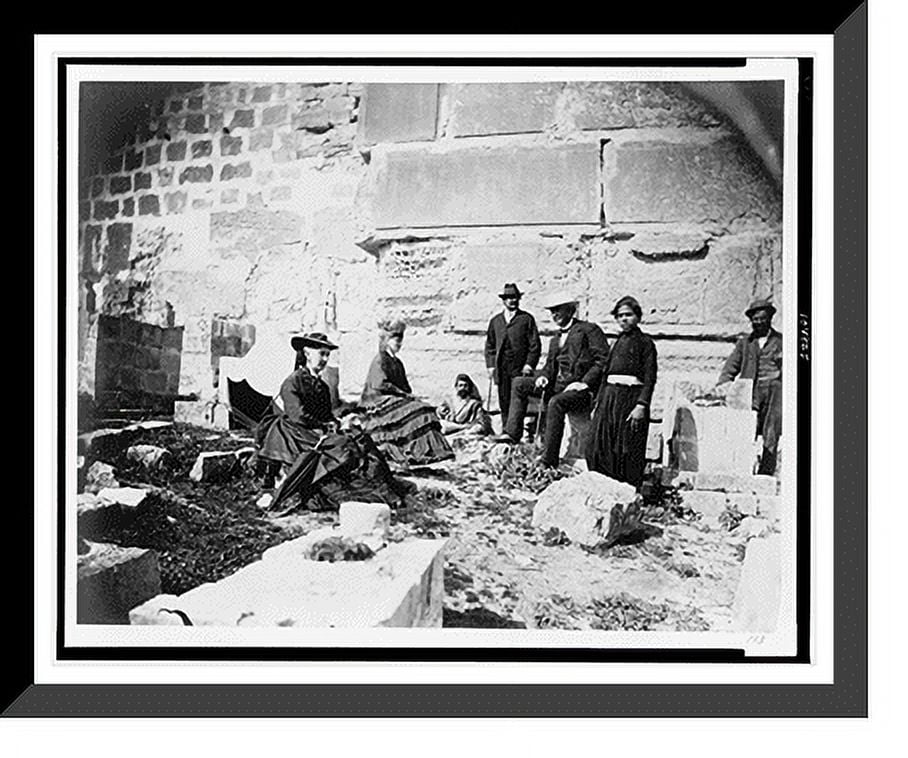 Historic Framed Print, [Group of tourists with indigenous people ...