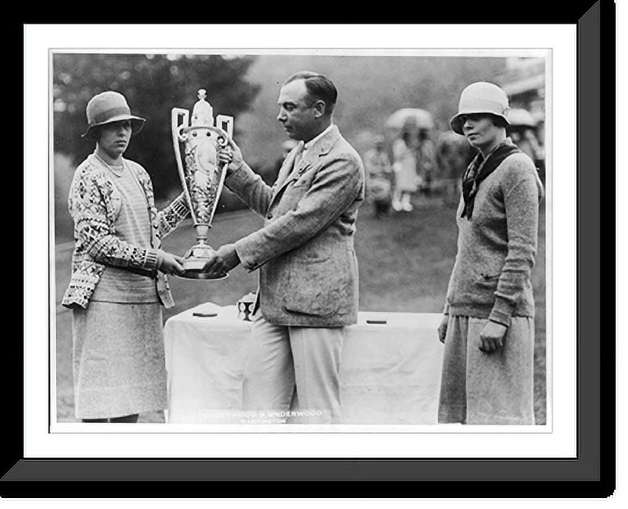 Historic Framed Print, [H.H. Ramsay presenting Miss Glenna Collett with ...