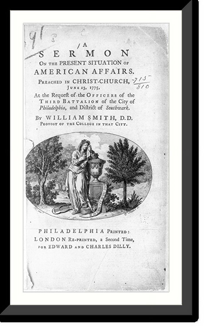 Historic Framed Print, [Harmony weeps for the present situation of ...