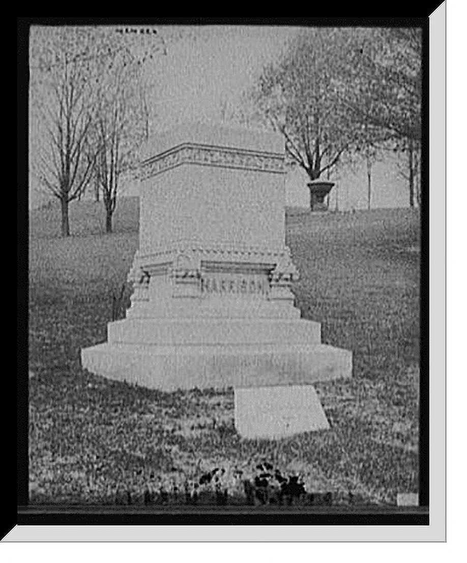 Historic Framed Print, [Harrison monument, Crown Hill Cemetery ...