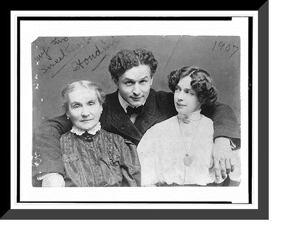 Historic Framed Print, [Harry Houdini with his wife Beatrice and mother ...