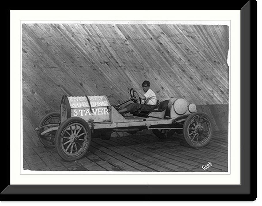 Historic Framed Print, [Harry L. Curran in a Staver automobile in the ...