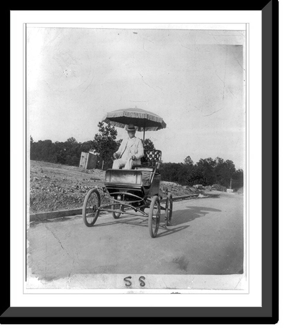 Historic Framed Print, [Harvey Washington Wiley, in his first car, a ...
