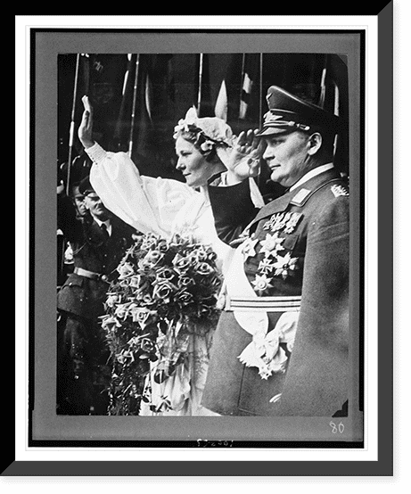 Historic Framed Print, [Hermann Göring and his bride saluting on their ...