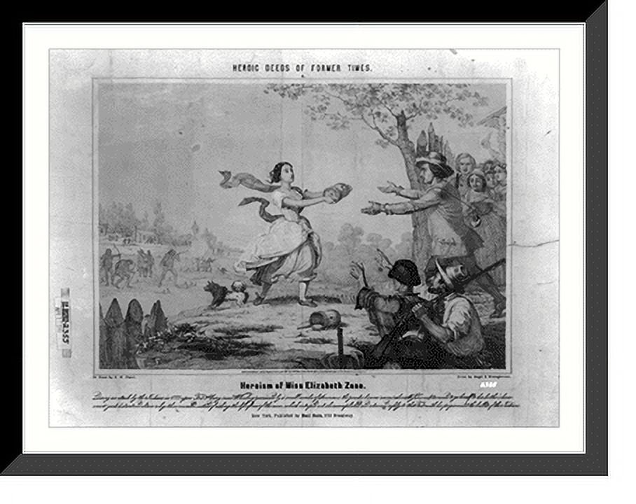 Historic Framed Print, Heroism of Miss Elizabeth Zane, 17-7/8" x 21-7/8 ...
