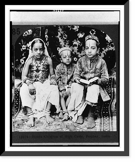 Historic Framed Print, Hindu children of high caste, Bombay, India, 17 ...