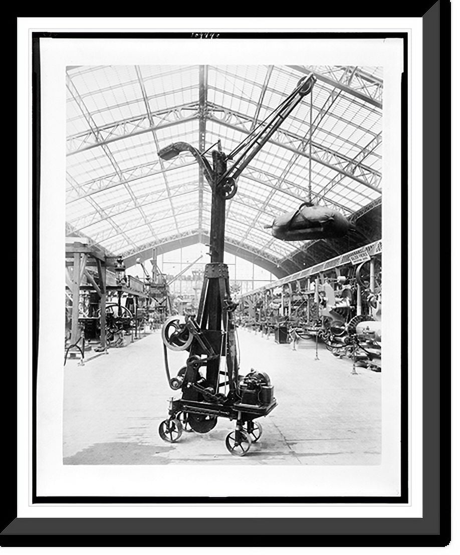Historic Framed Print, [Hoisting machine displayed in Gallery of ...