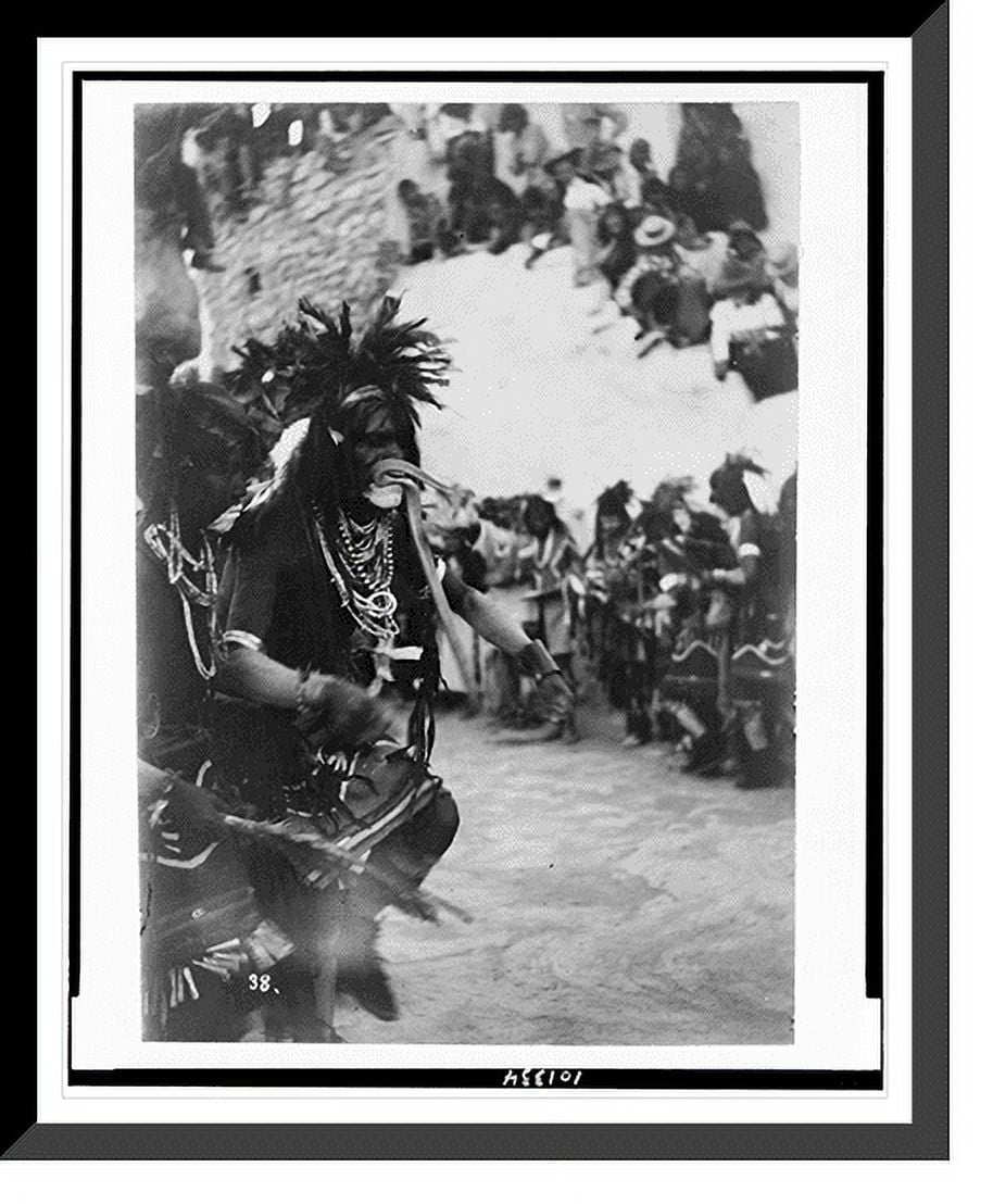 Historic Framed Print, [Hopi snake priest with snake in his mouth in ...