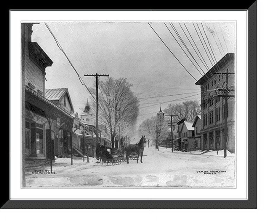 Historic Framed Print, Horses and sleighs on snow covered Cortland ...
