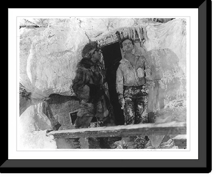 Historic Framed Print, [Houdini in front of doorway of cabin, covered ...