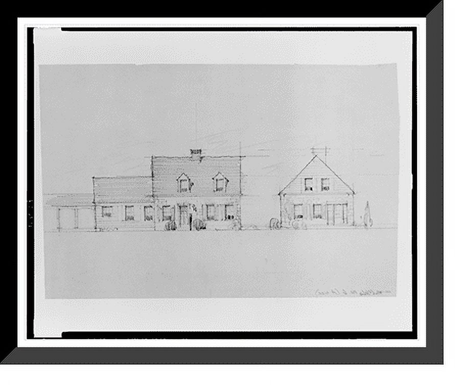 Historic Framed Print, [House. Front and side elevations], 17-7/8" x 21 ...