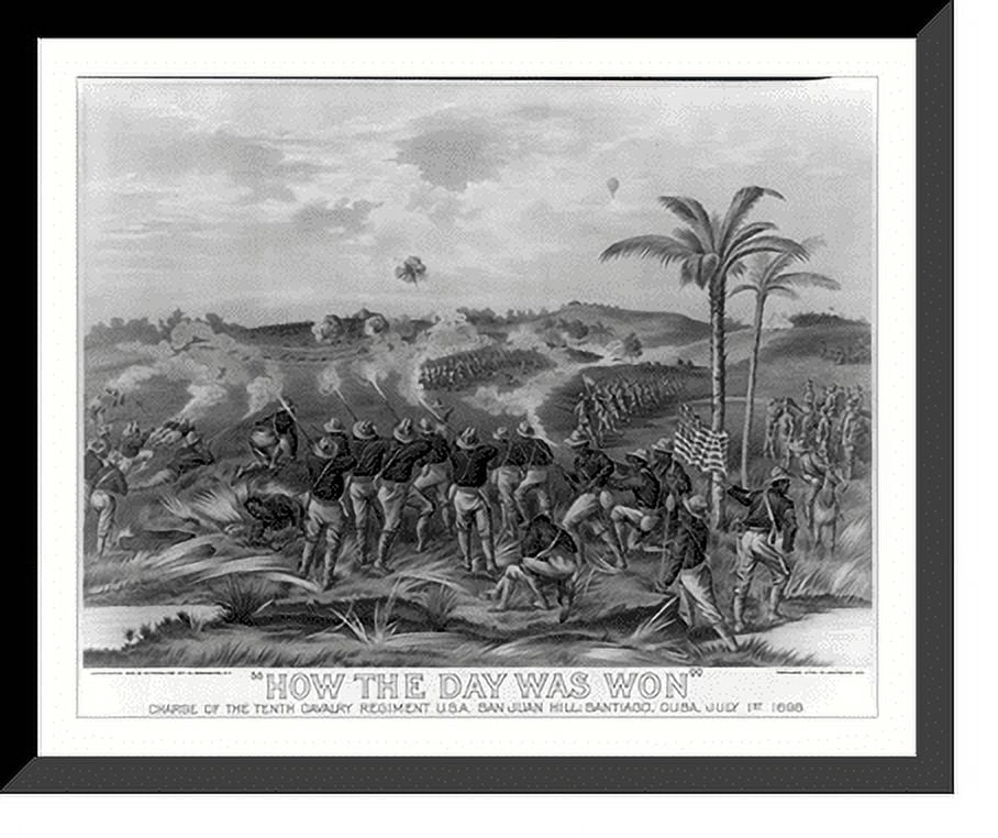 Historic Framed Print, How the day was won" Charge of the Tenth Cavalry ...