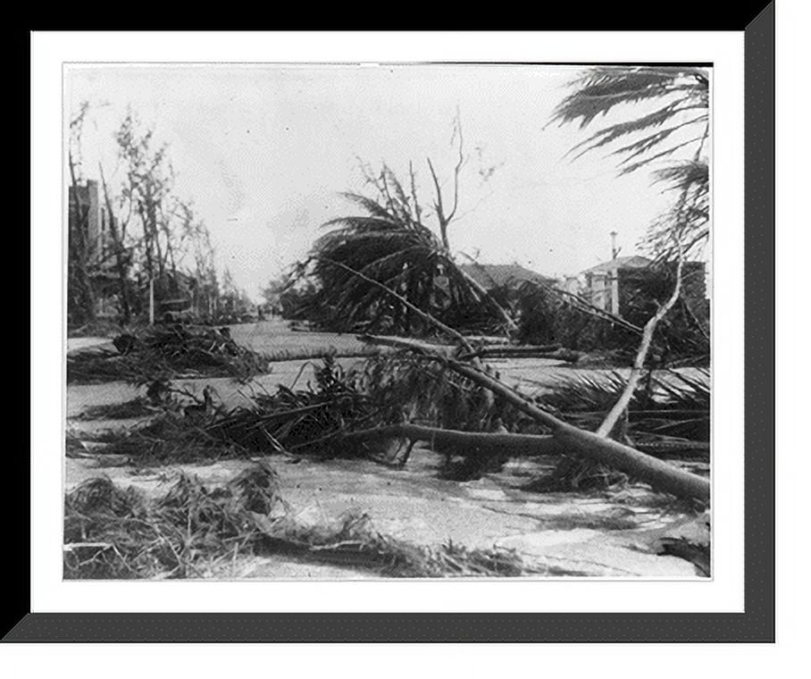 Historic Framed Print, Hurricane scene in Miami, Florida, showing a ...