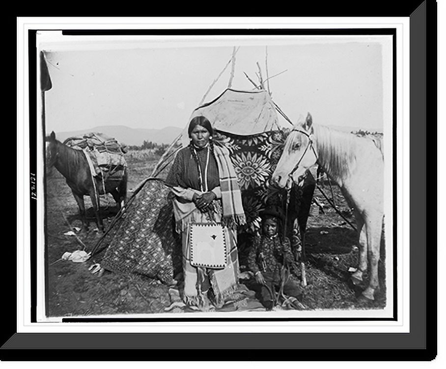 Historic Framed Print, I-ah-to-tonah, or Little Woman Mountain, and son ...