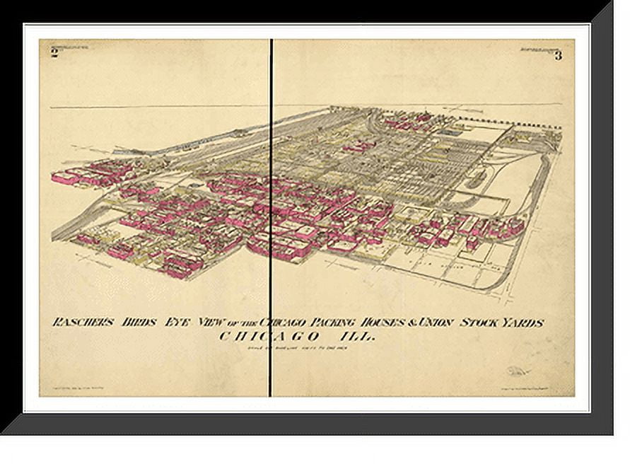 Historic Framed Print, IL Chicago 1890 MAP, 17-7/8" x 21-7/8" - Walmart.com