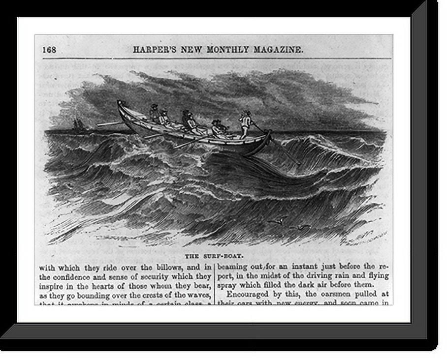 Historic Framed Print, [Illus. of shore-to-ship life-saving cable cars ...