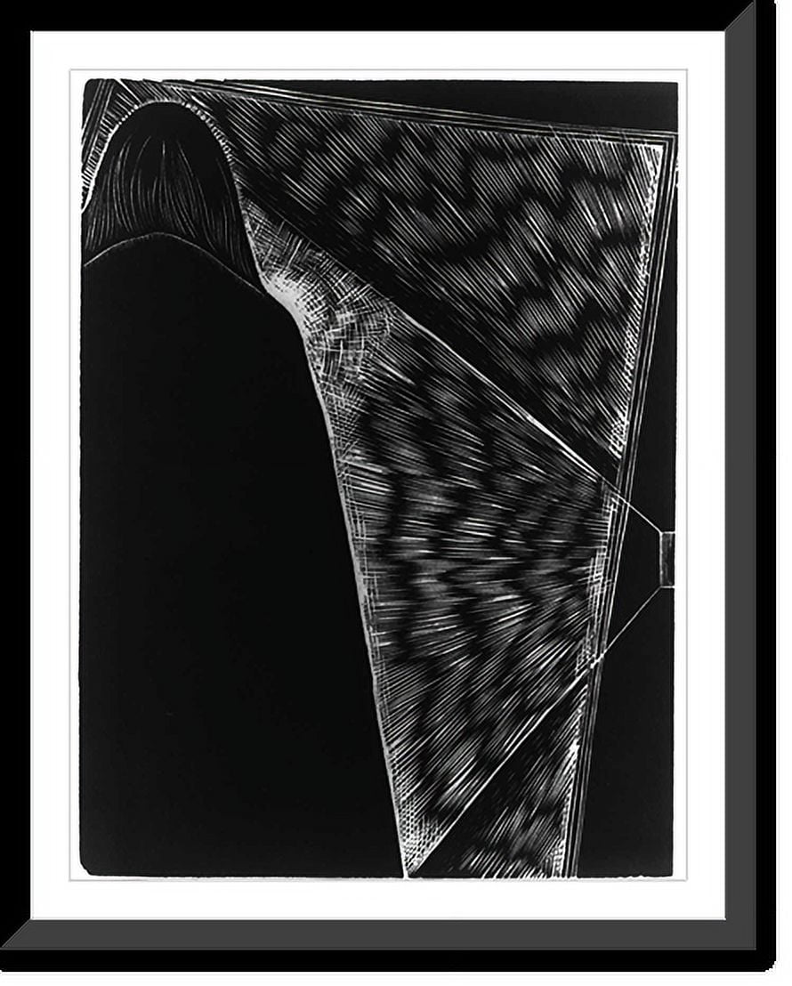 Historic Framed Print, Illus. opp. p. 14 - Back of figure in doorway ...