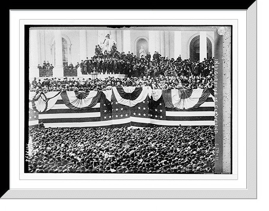 Historic Framed Print, Inauguration of Cleveland - flag bedecked podium ...
