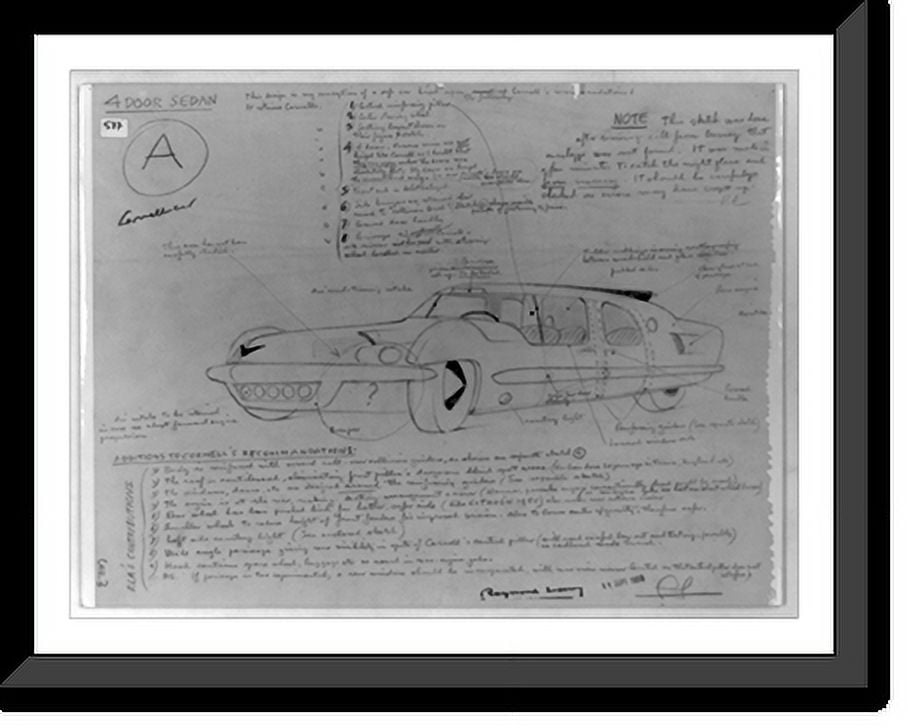 Historic Framed Print, [Industrial design drawing for Cornell-Liberty ...