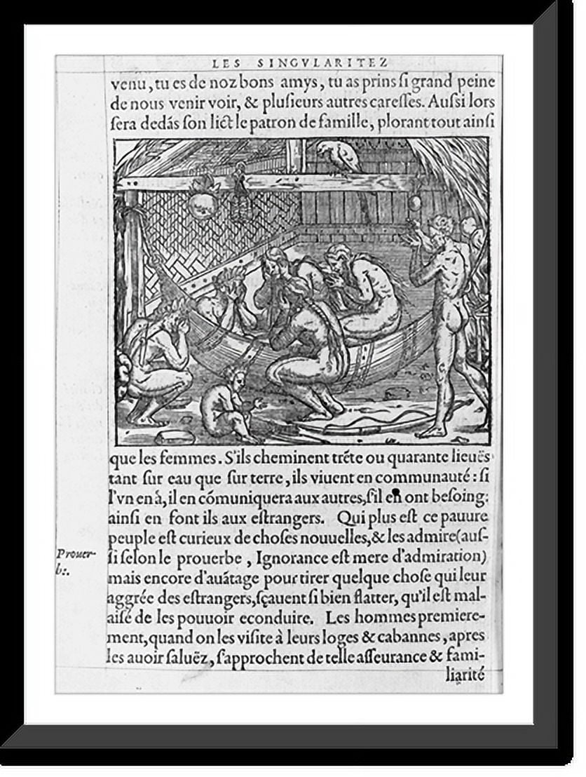 Historic Framed Print, [Interior of Canadian Indian dwelling; women are ...