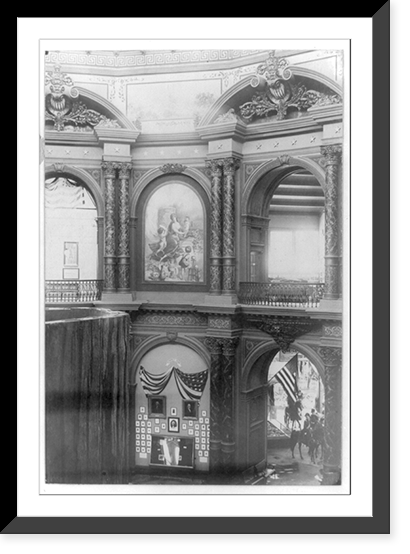 Historic Framed Print, [Interior of U.S. Government exhibit building at ...