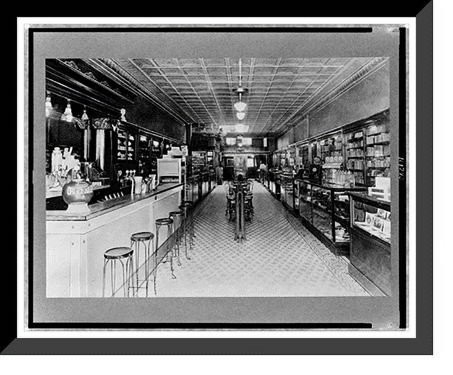 Historic Framed Print, [Interior of Bowers Drug Store, Olney, Illinois ...