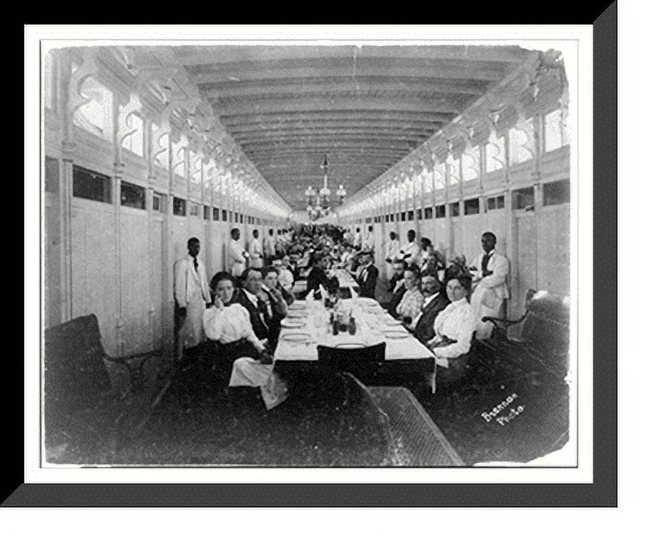 Historic Framed Print, [Interior of a steamboat cabin at dinner time ...