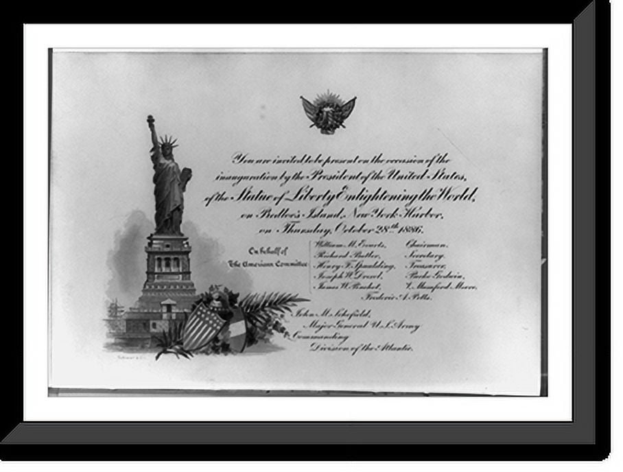 Historic Framed Print, [Invitation to the inauguration of the Statue of ...