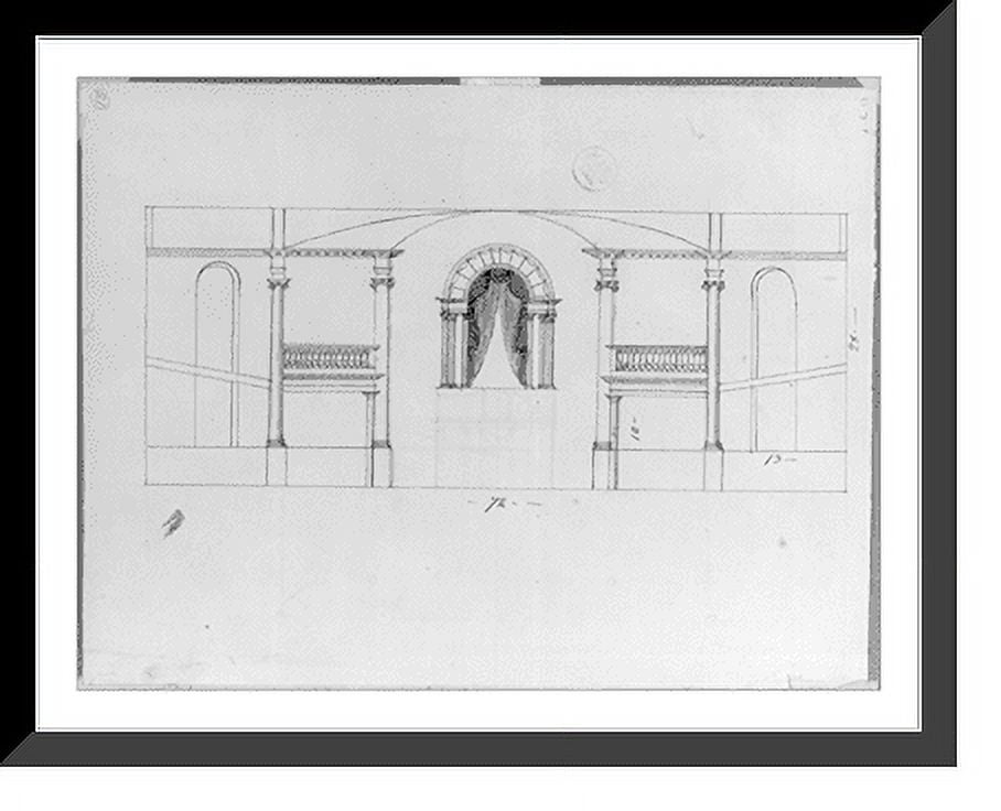 Historic Framed Print, [Ionic columns defining ballustraded galleries ...