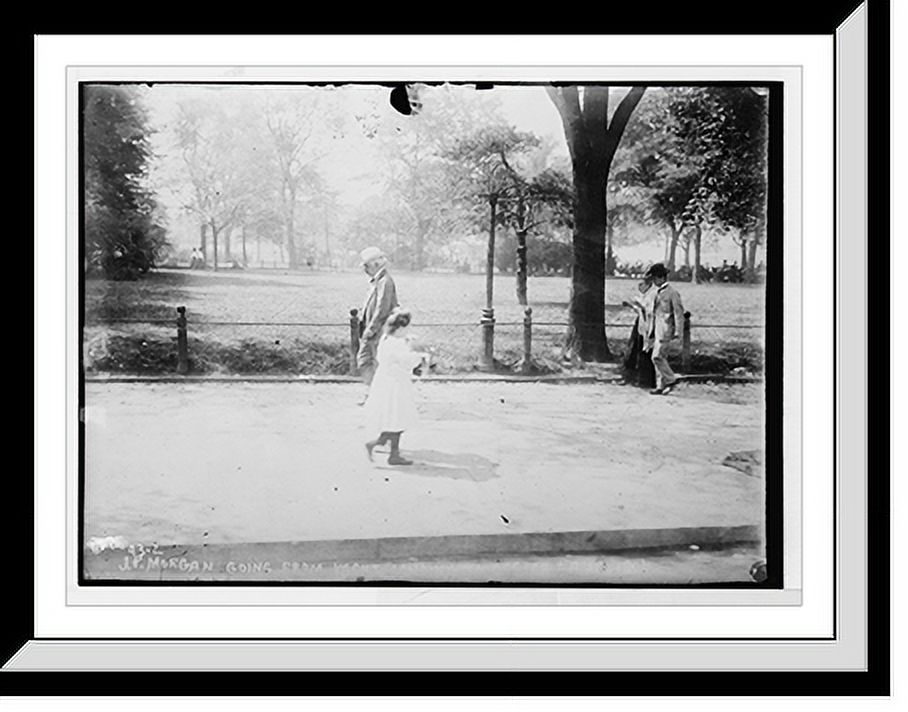 Historic Framed Print, J.P. Morgan walking to office from yacht landing ...