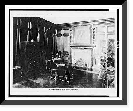Historic Framed Print, Jacobean interior with gate-legged table, 17-7/8 ...
