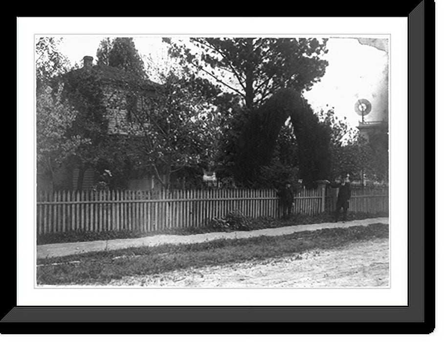 Historic Framed Print, [James Graham Cooper at gate to his home ...