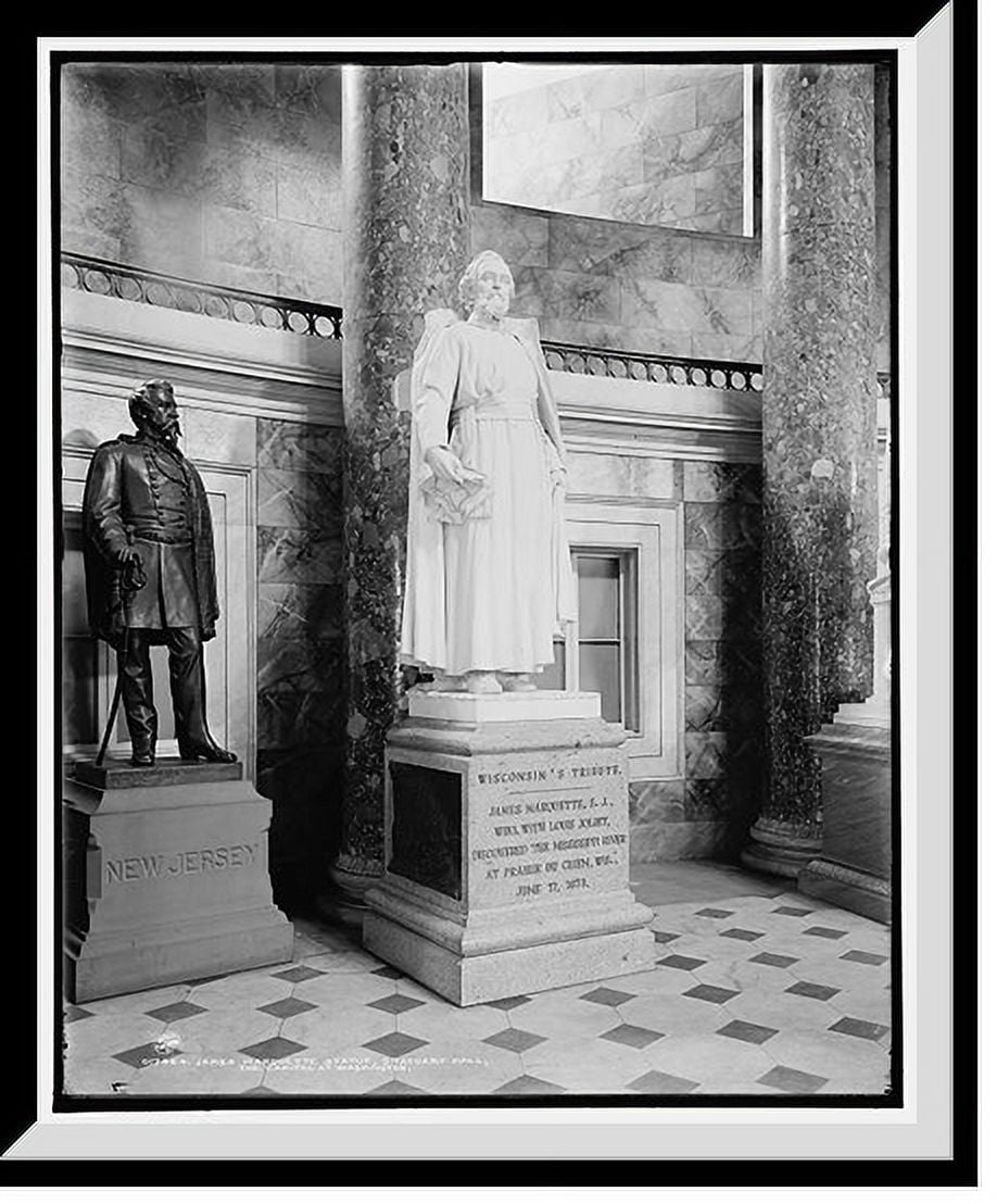 Historic Framed Print, James [i.e. Jacques] Marquette statue, Statuary ...