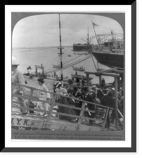 Historic Framed Print, Japanese of Yokahama boarding SS MANCHURIA to ...