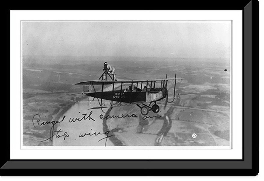 Historic Framed Print, Jersey" Ringel standing on top of wing of ...