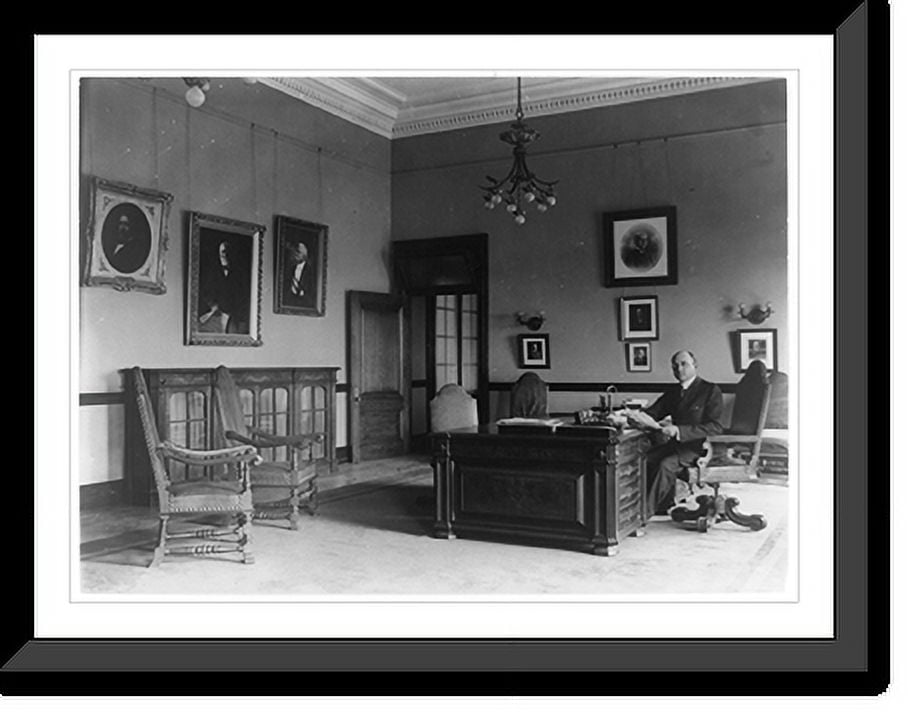 Historic Framed Print, [John Barrett seated at desk, full-length ...