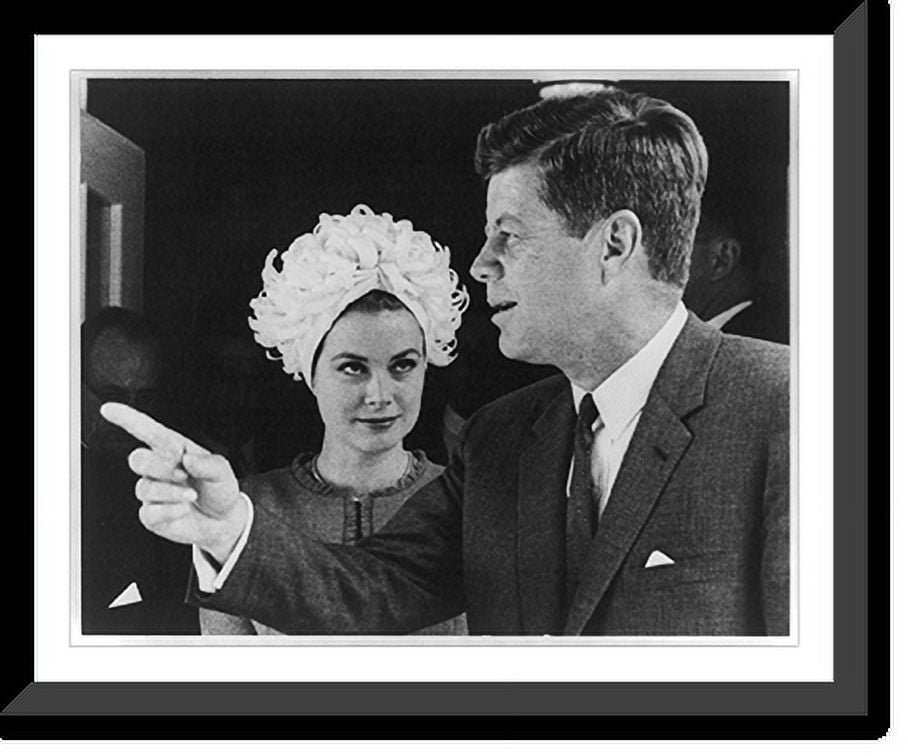Historic Framed Print, [John F. Kennedy and Grace Kelly. Both half lgth ...