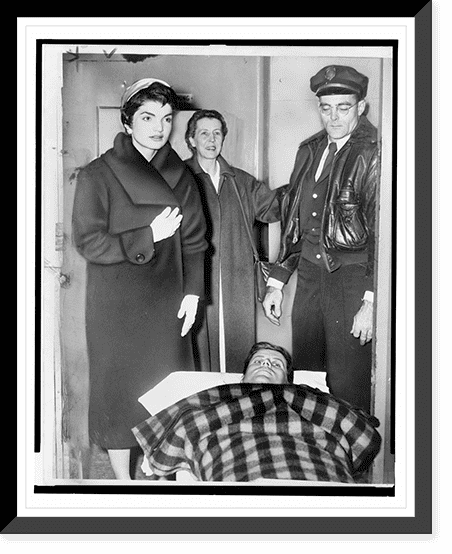 Historic Framed Print, [John F. Kennedy leaving on gurney from hospital ...