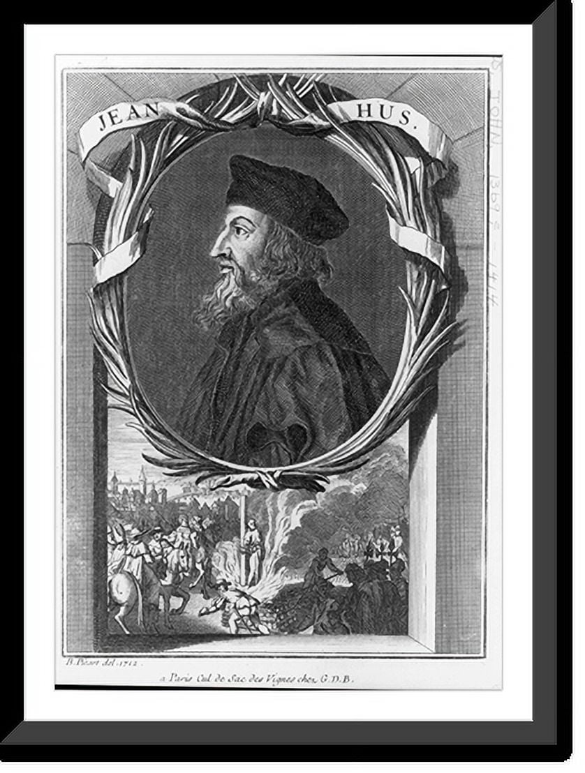 Historic Framed Print, [John Hus, 1369-1414, oval bust portrait, left ...