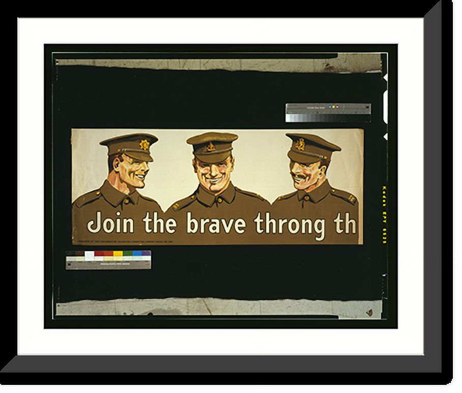 Historic Framed Print, Join the brave throng that goes marching along ...