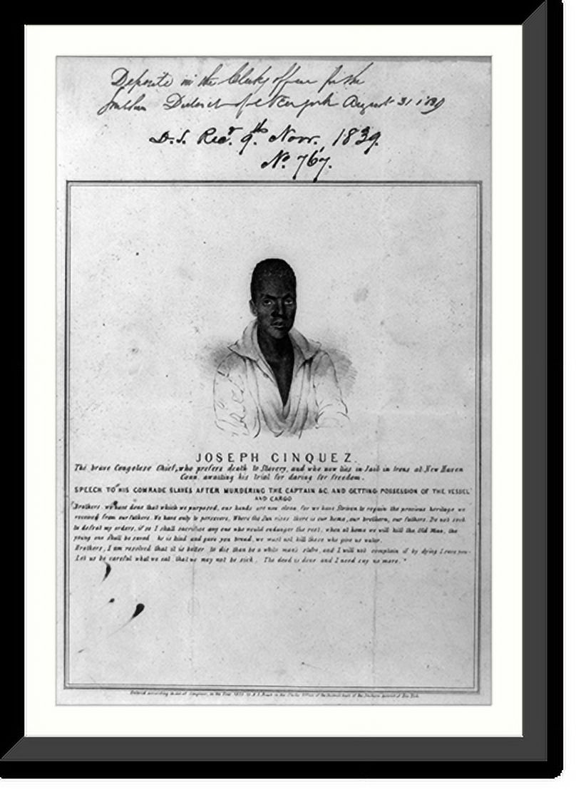 Historic Framed Print, Joseph Cinquez, the brave Congolese Chief, who ...
