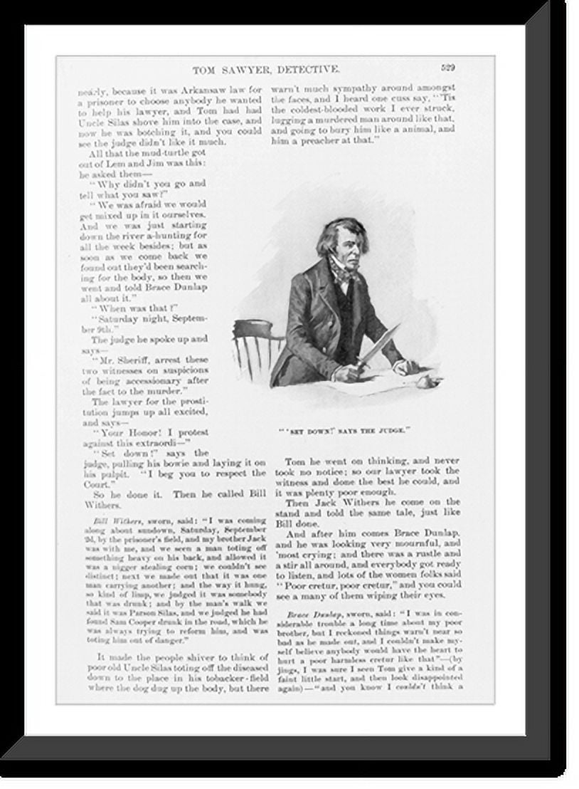 Historic Framed Print, [Judge holding knife in hand; Set down, says the ...