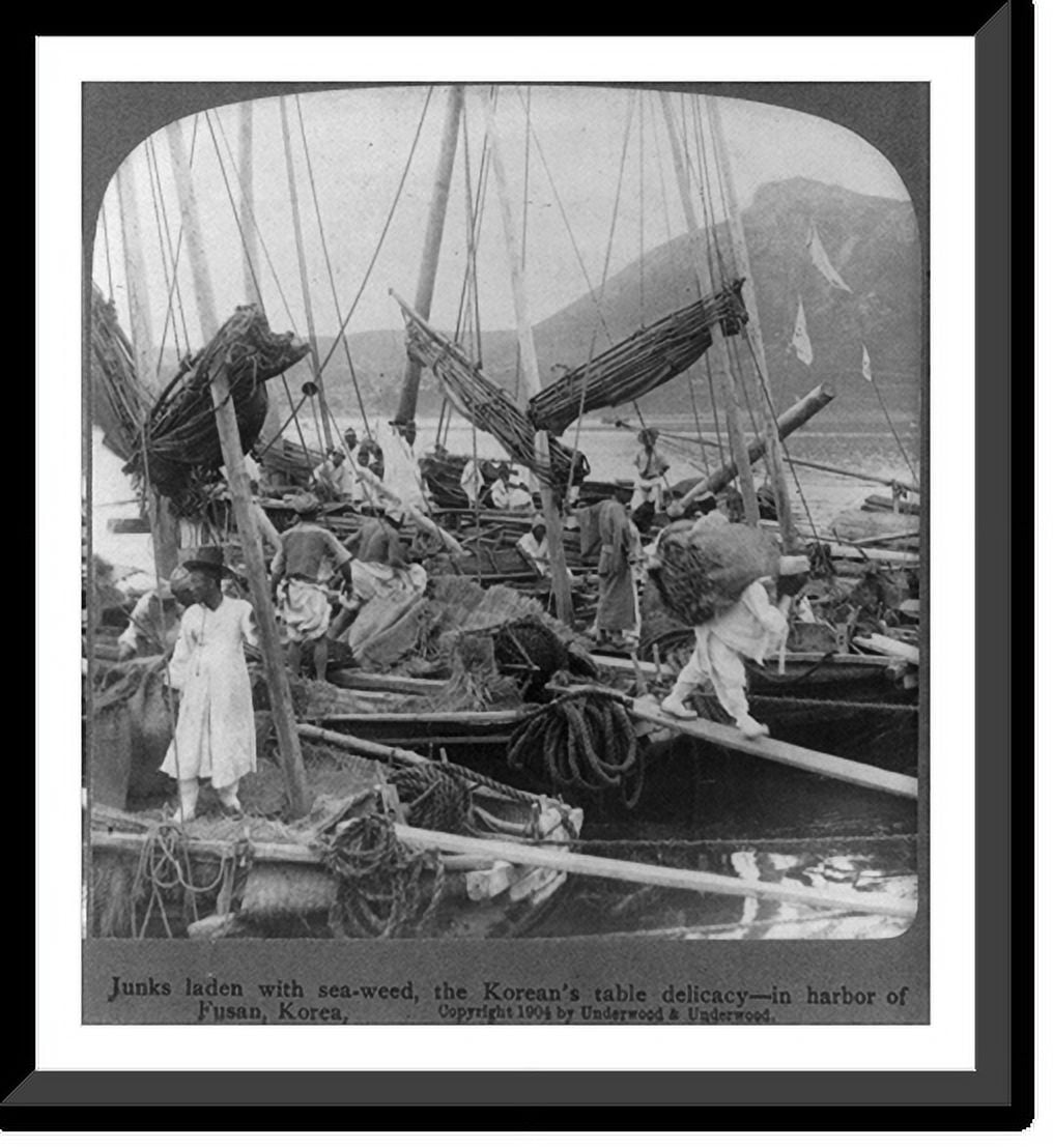 Historic Framed Print, Junks laden with sea-weed, the Korean's table ...