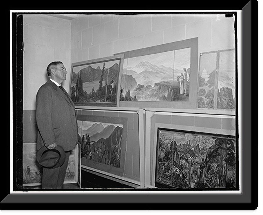 Historic Framed Print, Justice Stone looks over the mural. Washington ...