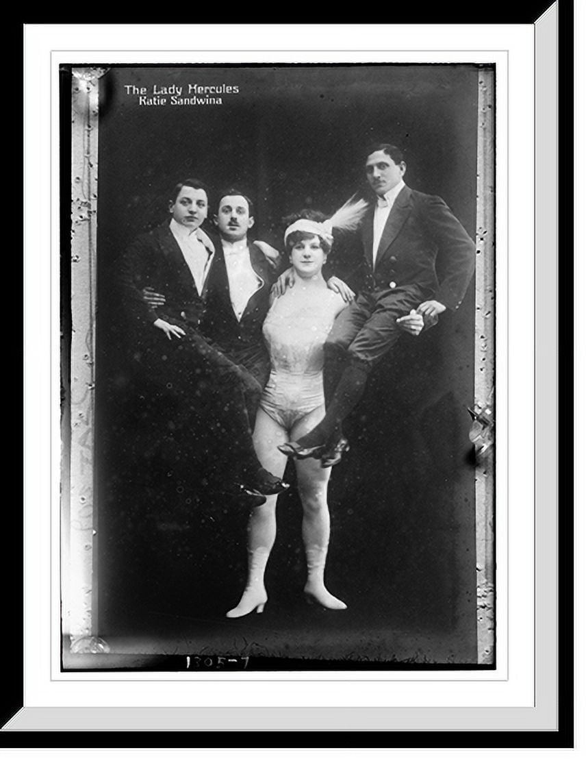 Historic Framed Print, Katie Sandwina, the Lady Hercules (holding up ...