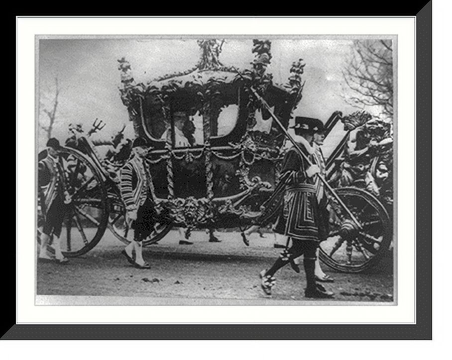 Historic Framed Print, [King George and Queen Mary in Royal Coach ...
