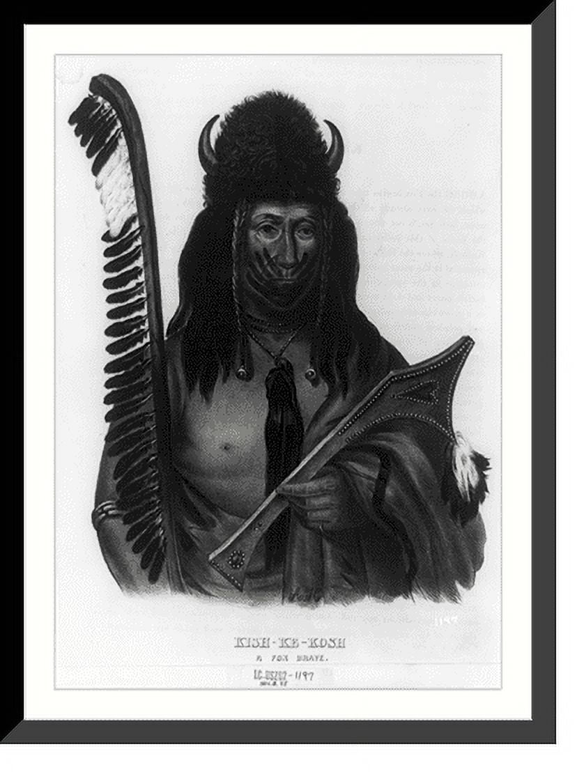 Historic Framed Print, Kish-Ke-Kosh, a Fox brave.A.H.; drawn, printed ...