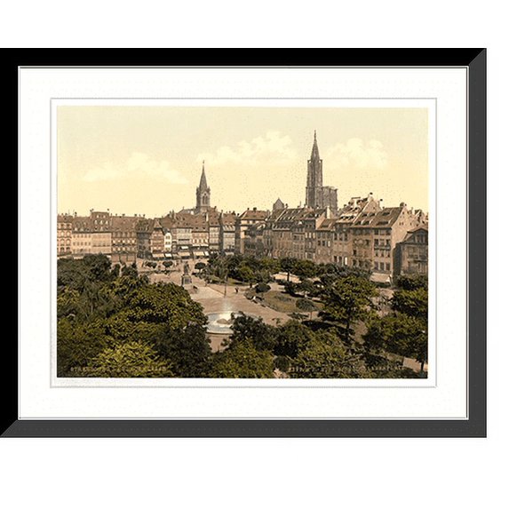 Historic Framed Print, Kleber Place Strassburg Alsace Lorraine Germany ...
