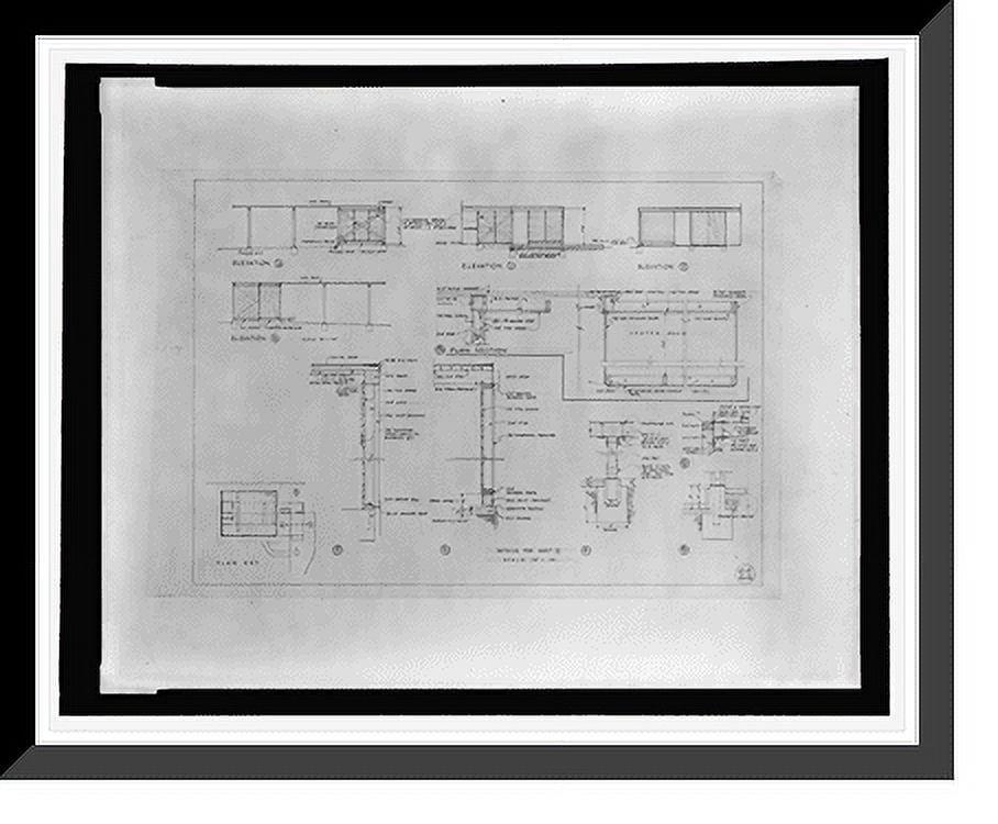 Historic Framed Print, [Kwikset house technical drawings. Details for ...