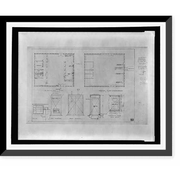 Historic Framed Print, [Kwikset house technical drawings. Electrical ...